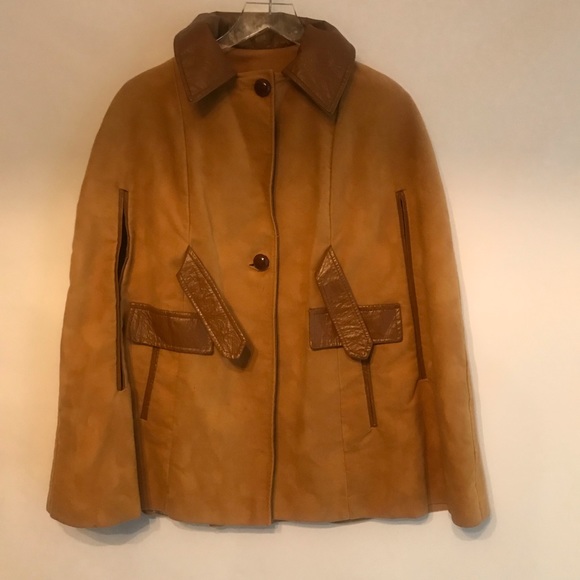 Vintage | Jackets & Coats | Vintage Tan Faux Suede Leather Cape Jacket ...